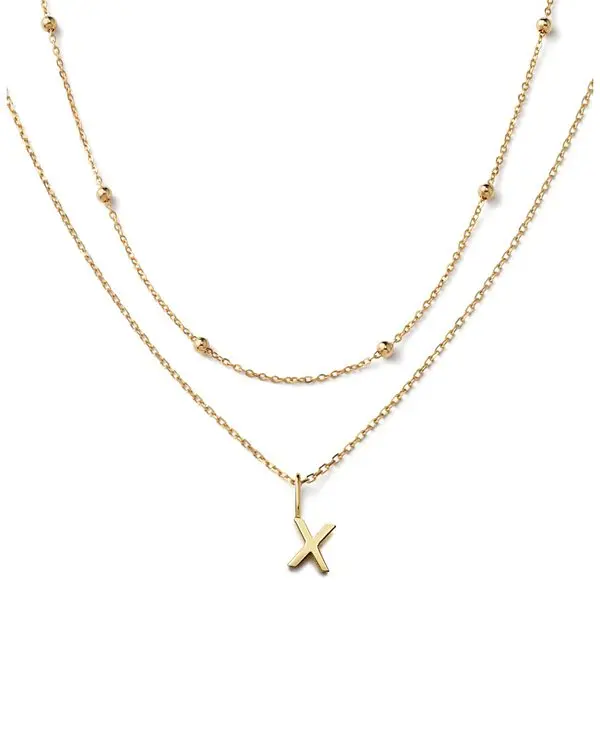 ANA LUISA 10k Gold Layered Letter Necklace - Letter X Solid Gold