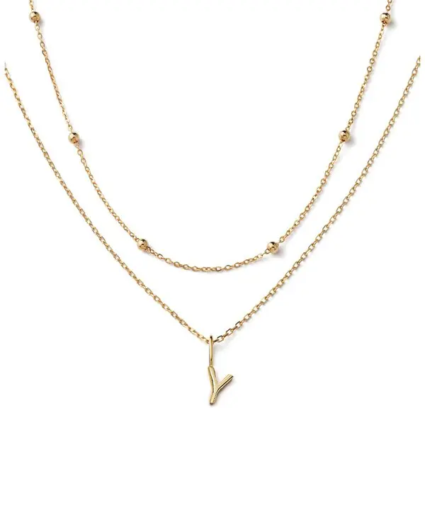 ANA LUISA 10k Gold Layered Letter Necklace - Letter Y Solid Gold