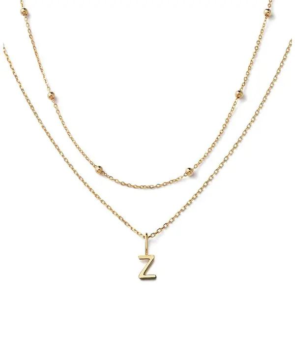 ANA LUISA 10k Gold Layered Letter Necklace - Letter Z Solid Gold