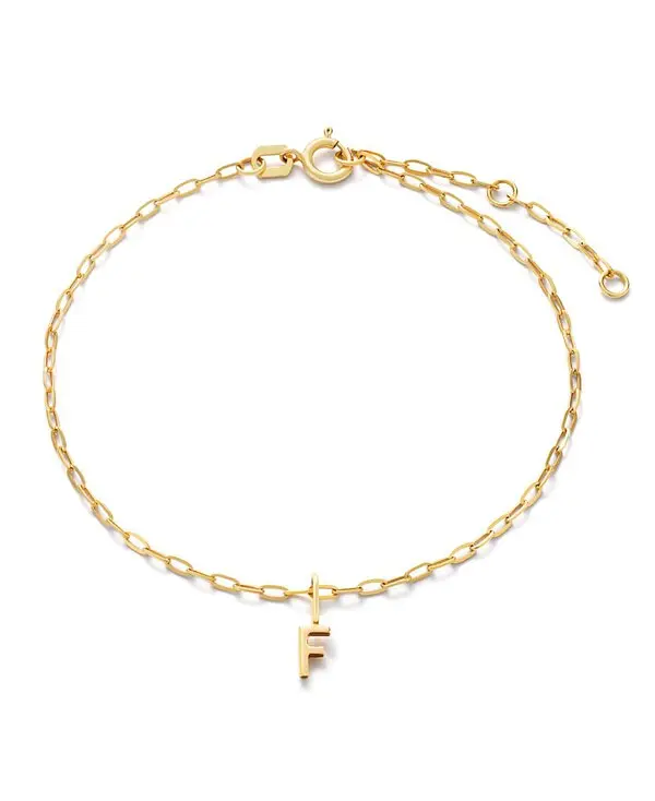 ANA LUISA 10k Gold Letter Charm Bracelet - Letter F Solid Gold