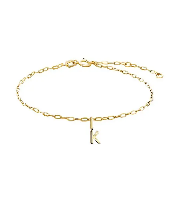 ANA LUISA 10k Gold Letter Charm Bracelet - Letter K Solid Gold