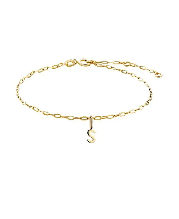 ANA LUISA 10k Gold Letter Charm Bracelet - Letter S Solid Gold
