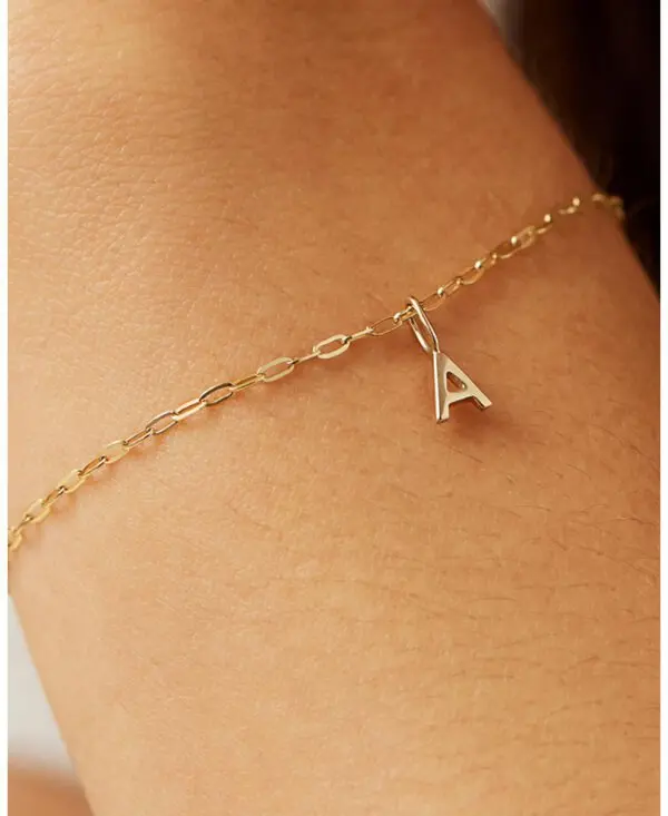 ANA LUISA 10k Gold Letter Charm Bracelet - Letter S Solid Gold