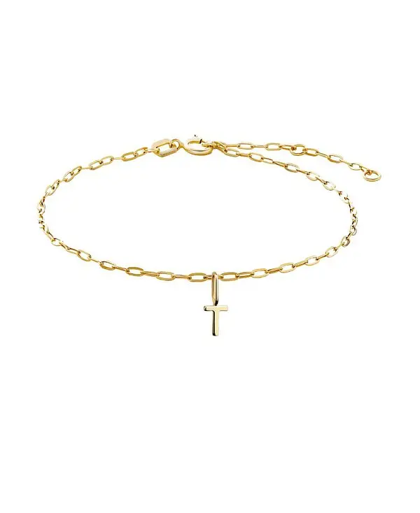 ANA LUISA 10k Gold Letter Charm Bracelet - Letter T Solid Gold