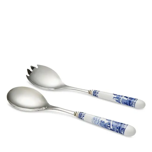 SPODE Blue Italian Salad Servers - White