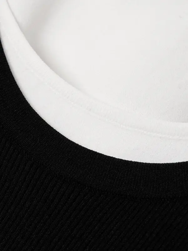 FERRAGAMO Layered Ribbed Jersey Top - Black