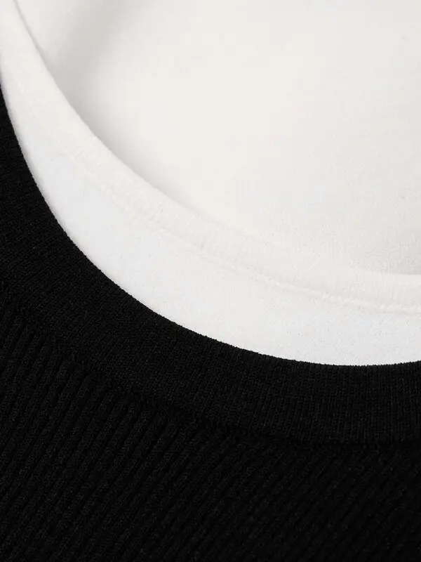 FERRAGAMO Layered Ribbed Jersey Top - Black
