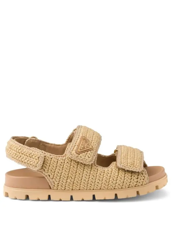 Prada Logo-plaque Woven Sandals