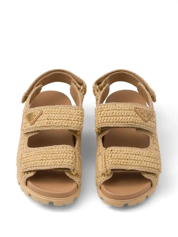Prada Logo-plaque Woven Sandals