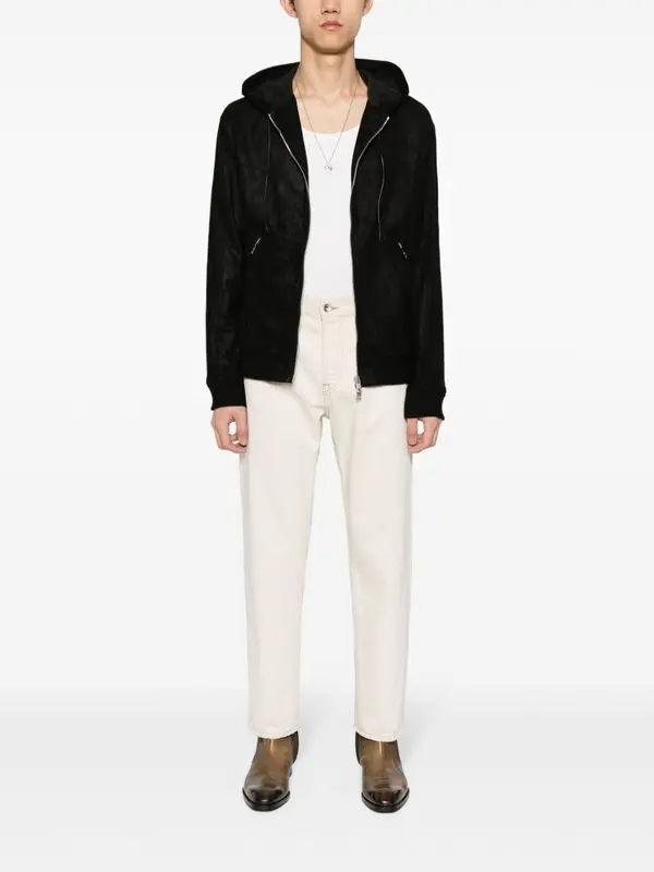 GIORGIO BRATO Suede Hooded Jacket - Black