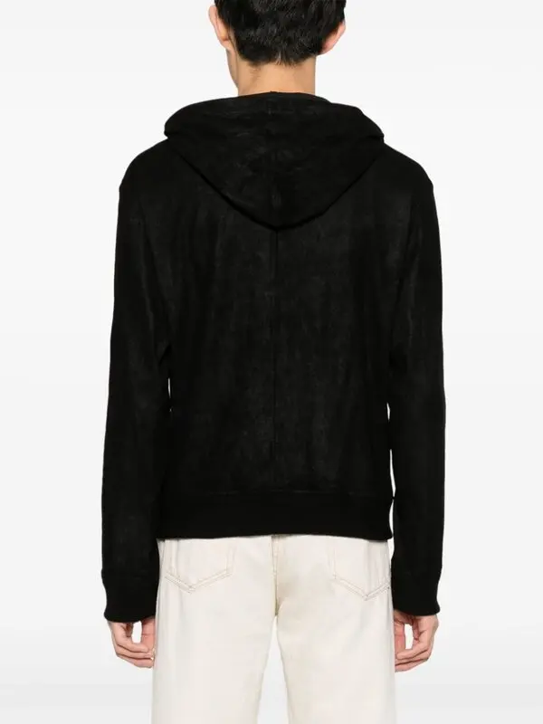 GIORGIO BRATO Suede Hooded Jacket - Black