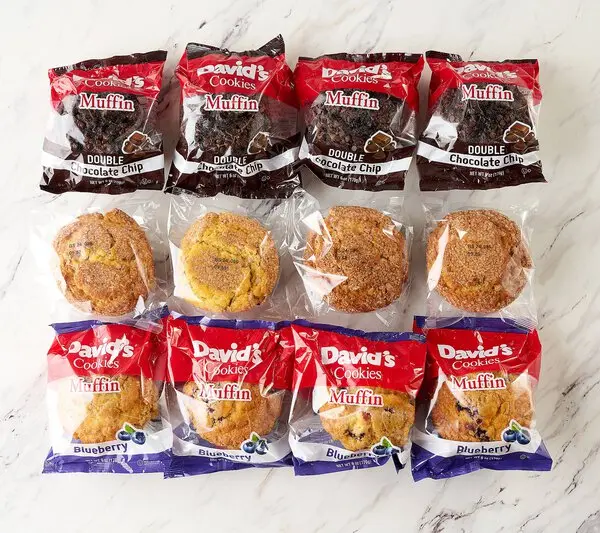 DAVID'S COOKIES 12 Individually Wrapped Jumbo Muffins