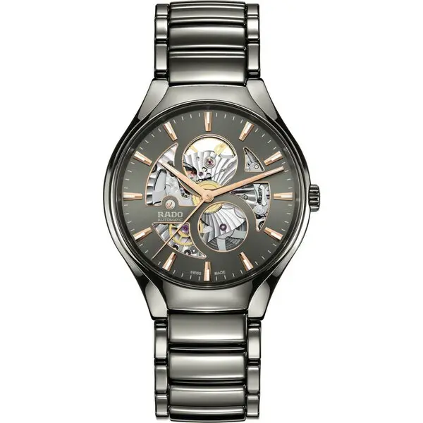 RADO True Round Automatic Open Heart Bracelet Watch - Grey