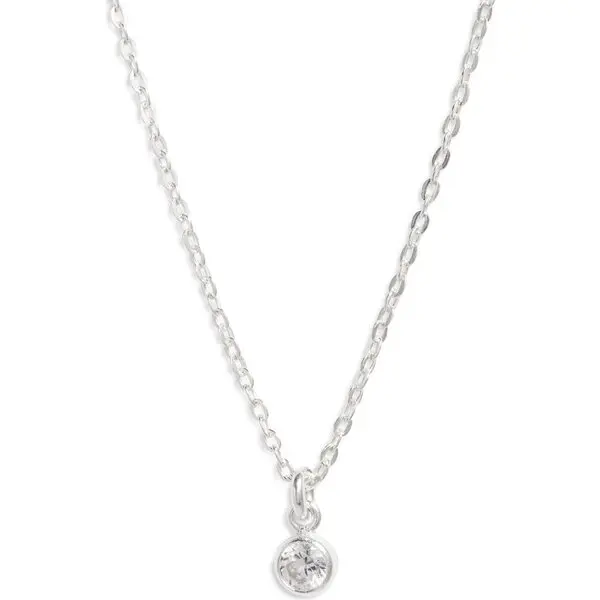 SET & STONES Birthstone Pendant Necklace - Silver / April
