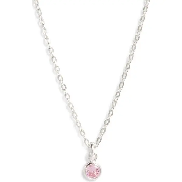 SET & STONES Birthstone Pendant Necklace - Silver / October