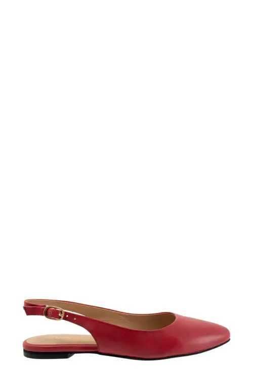 Trotters Evelyn Pointed Toe Slingback Flat - Red