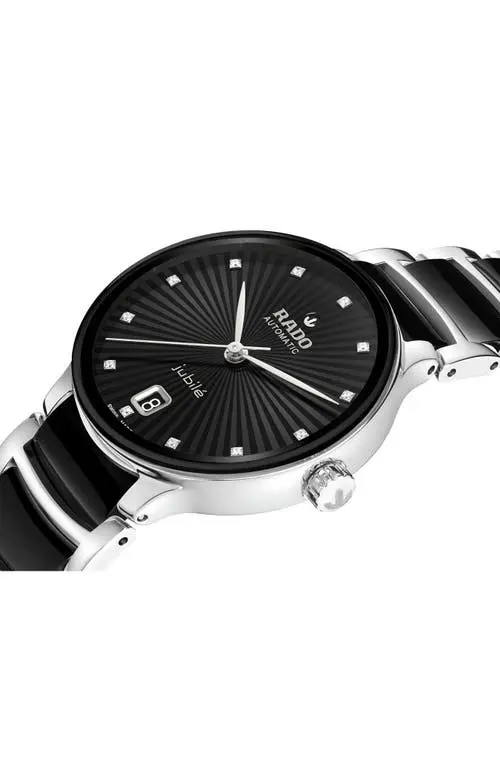 RADO Centrix Automatic Diamond Bracelet Watch - Black/silver