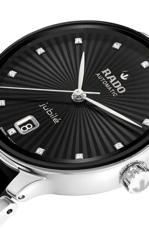 RADO Centrix Automatic Diamond Bracelet Watch - Black/silver