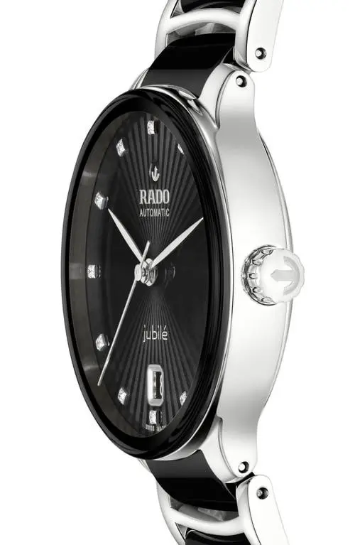 RADO Centrix Automatic Diamond Bracelet Watch - Black/silver