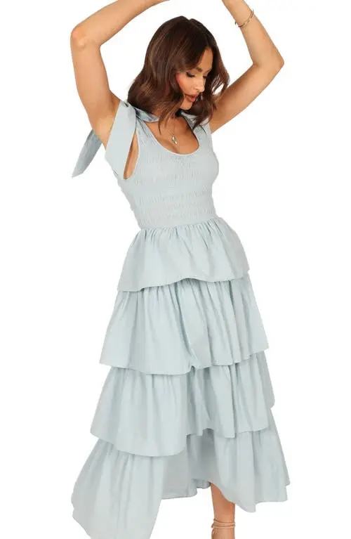 petal and pup blue ruffle dress Ciao Ruffles Maxi Dress