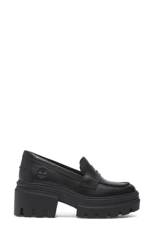 Timberland Everleigh Platform Penny Loafer - Black Full Grain