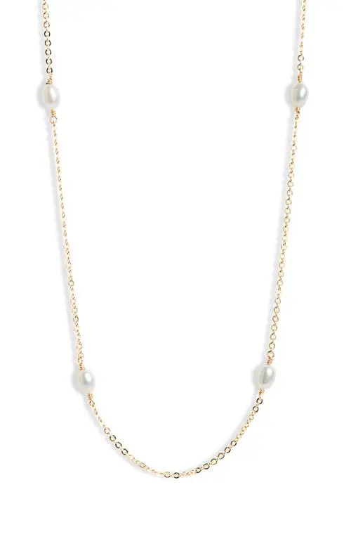 NASHELLE Cultured Freshwater Pearl Station Necklace - Yellow Gold Fill