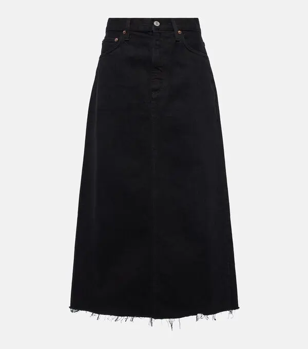 AGOLDE Della Denim Midi Skirt - Black