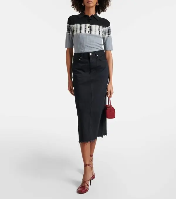 AGOLDE Della Denim Midi Skirt - Black