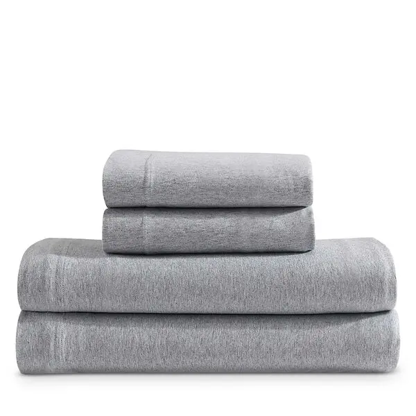Calvin Klein Modern Melange Jersey 4 Piece Sheet Set - Grey Blue Heather