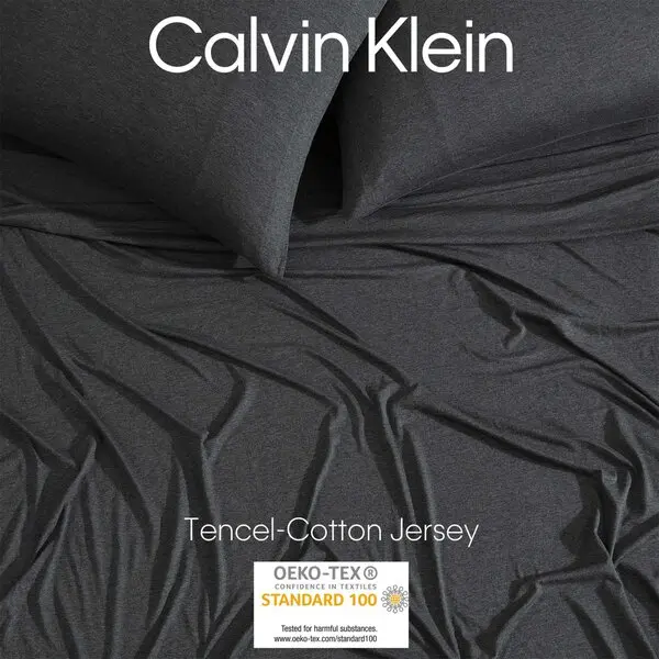 Calvin Klein Modern Melange Jersey 4 Piece Sheet Set - Gunmetal Grey Heather