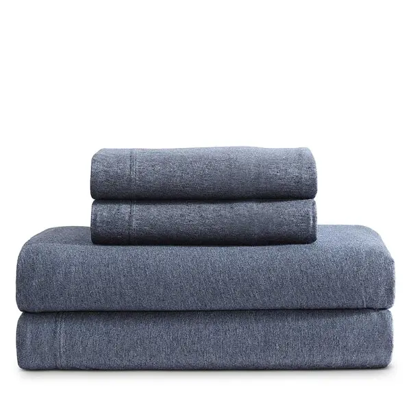 Calvin Klein Modern Melange Jersey 4 Piece Sheet Set - Indigo Heather