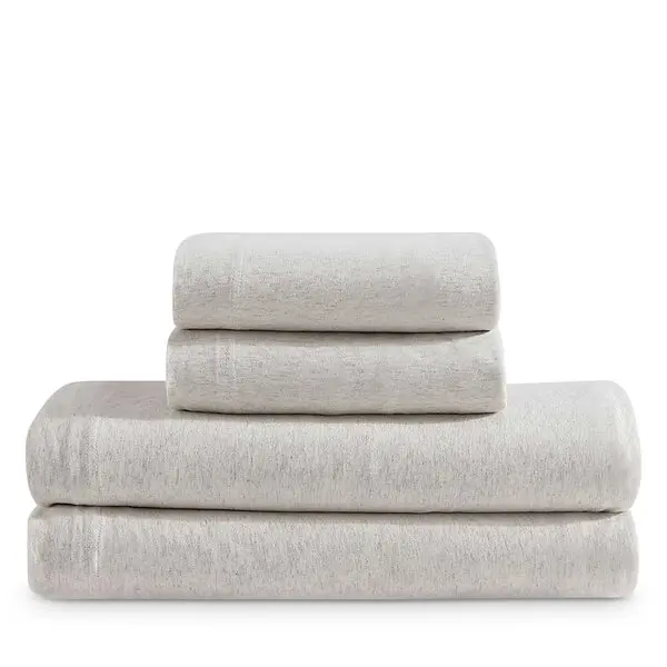 Calvin Klein Modern Melange Jersey 4 Piece Sheet Set - Ivory Grey Heather