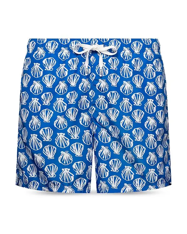 Eton Printed Drawstring 5 Swim Trunks - Blue