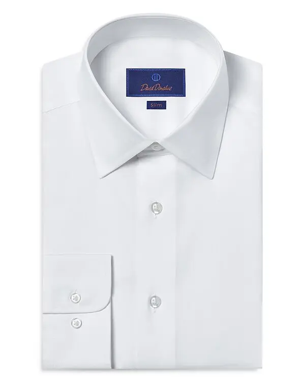 David Donahue Slim Fit Super Fine Twill Dress Shirt - White