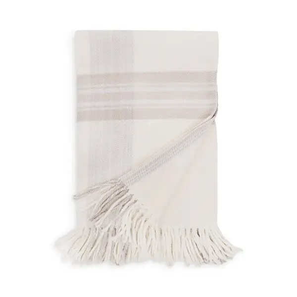POM POM AT HOME Geneva Plaid Throw - Ivory/taupe
