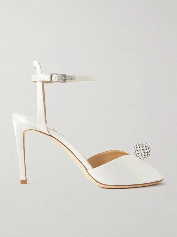 JIMMY CHOO Sacora 85 Crystal-embellished Sandals - Ivory