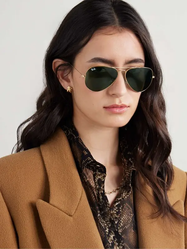 Ray-Ban Large Aviator-Style -Tone Sunglasses In Gold 40% Off