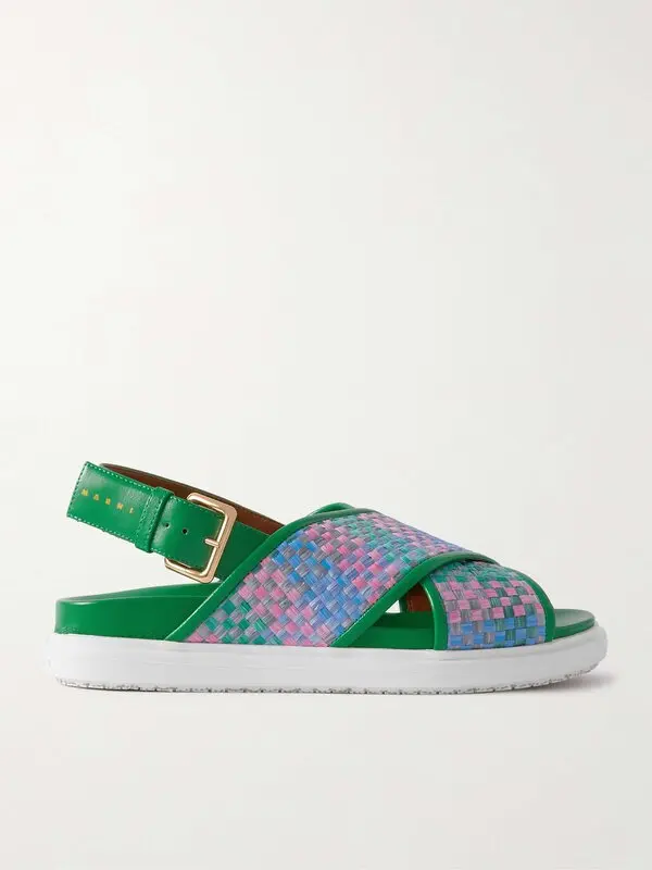 Marni Fussbett Raffia And Leather Slingback Sandals