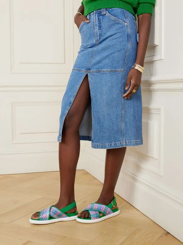 Marni Fussbett Raffia And Leather Slingback Sandals