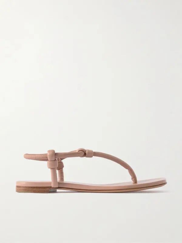 GIANVITO ROSSI Juno Thong Leather Sandals - Neutrals