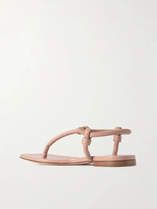 GIANVITO ROSSI Juno Thong Leather Sandals - Neutrals