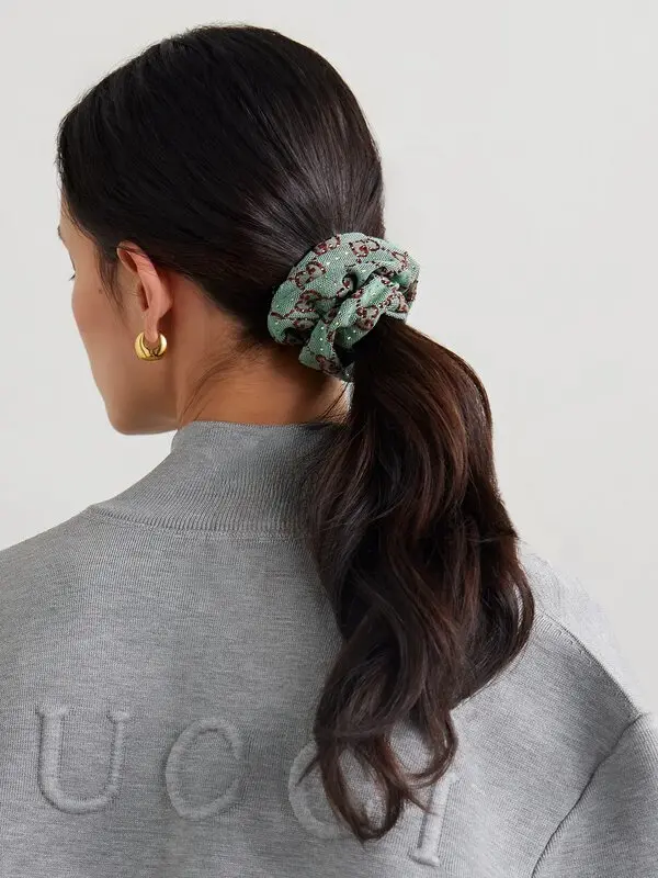 Gucci Jacquard Silk Scrunchie Gucci GG silk jacquard scrunchie for Women - Brown in UAE  main image 4