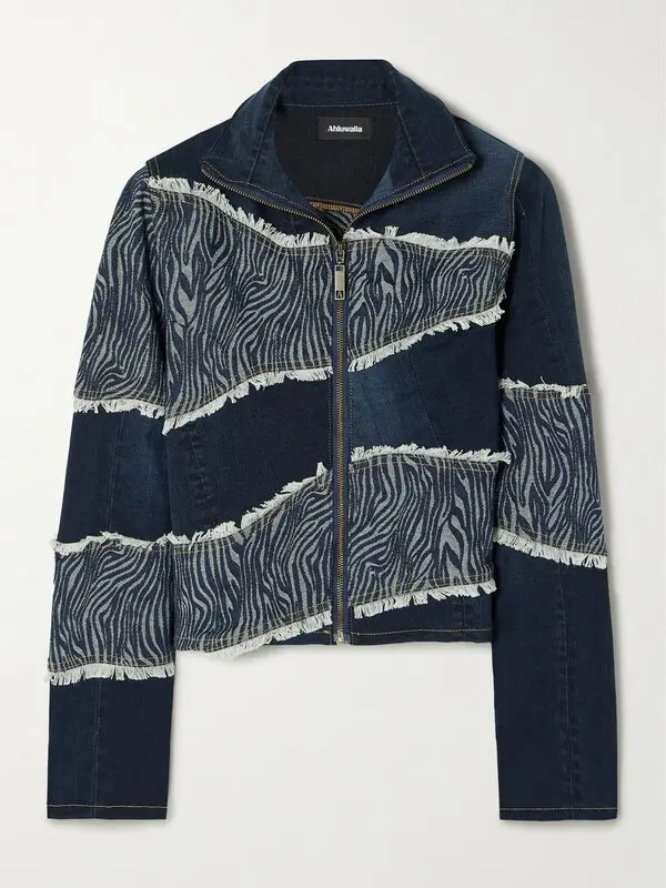 Ahluwalia Frayed Patchwork Recycled Denim Jacket