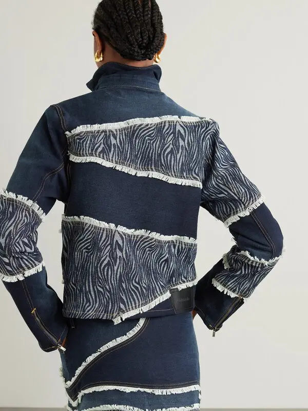 Ahluwalia Frayed Patchwork Recycled Denim Jacket