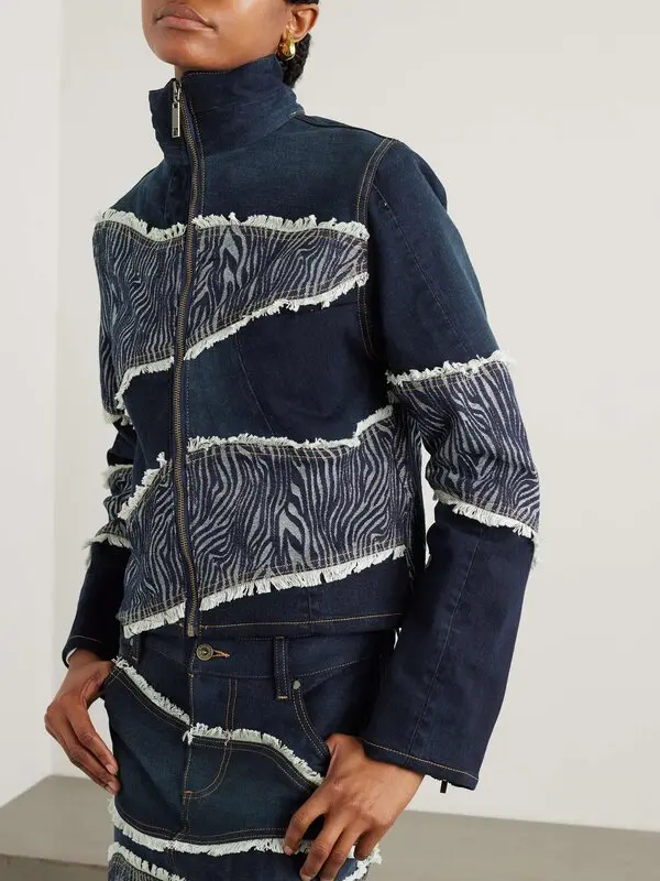 Ahluwalia Frayed Patchwork Recycled Denim Jacket