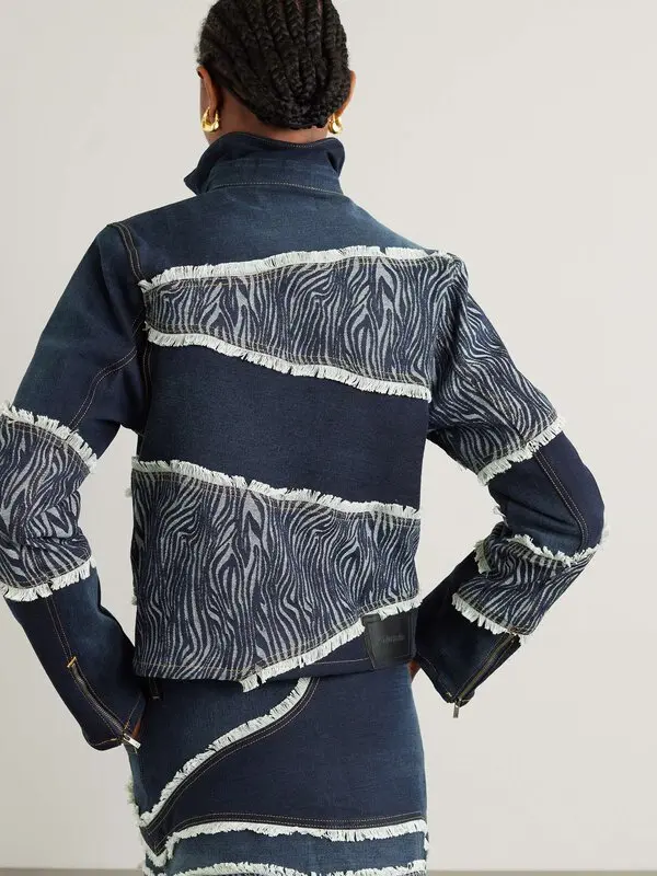 Ahluwalia Frayed Patchwork Recycled Denim Jacket