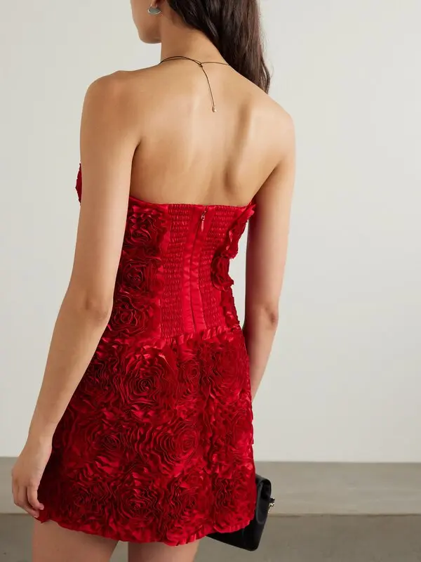 Aje Gazer Rosette Ruffled Satin Mini Dress In Red - 50% Off | Editorialist