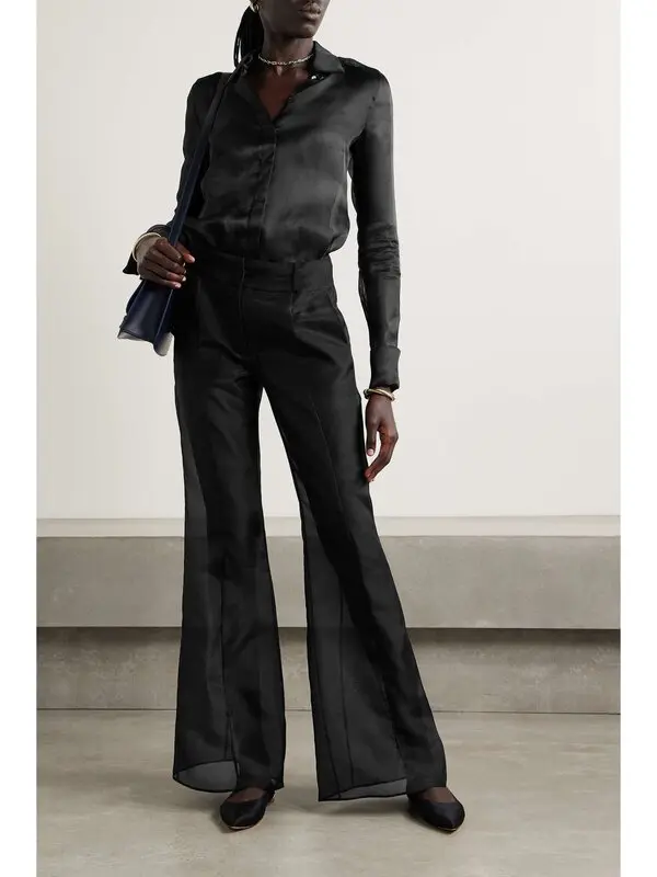 Gabriela Hearst Rhein Silk-organza Flared Pants