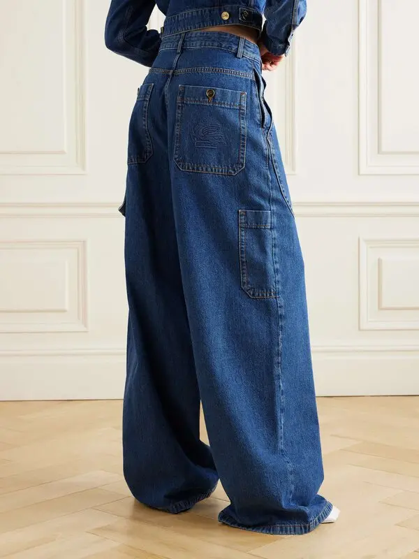 Etro High-rise Wide-leg Cargo Jeans - Mid Denim