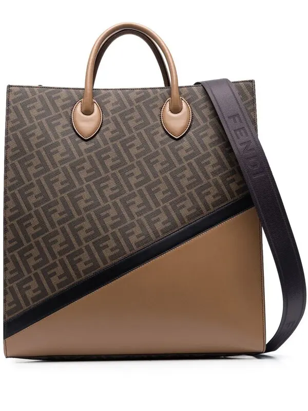 Fendi Leather Monogram-print Tote Bag - Brown